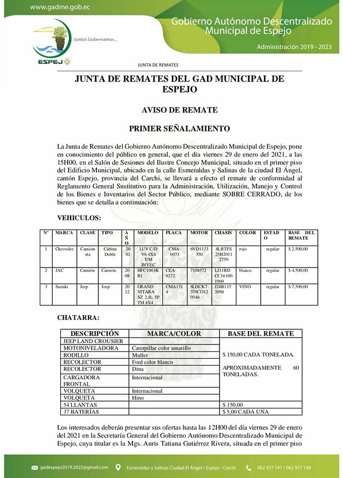 Gobierno Autónomo Descentralizado Municipal de Espejo – GADME