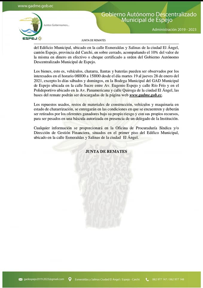 Gobierno Autónomo Descentralizado Municipal de Espejo – GADME